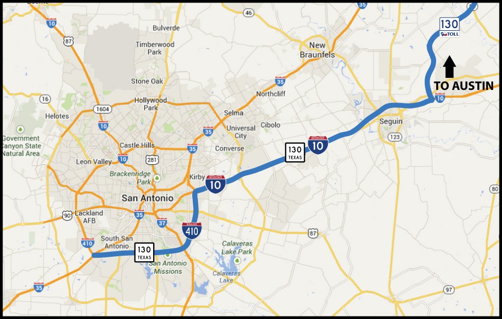 State Highway 130 Toll Road Map